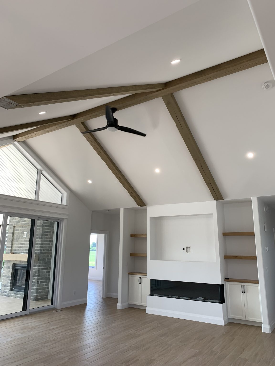 Cathedral Ceiling with Wood Beams - Brady Homes & Construction